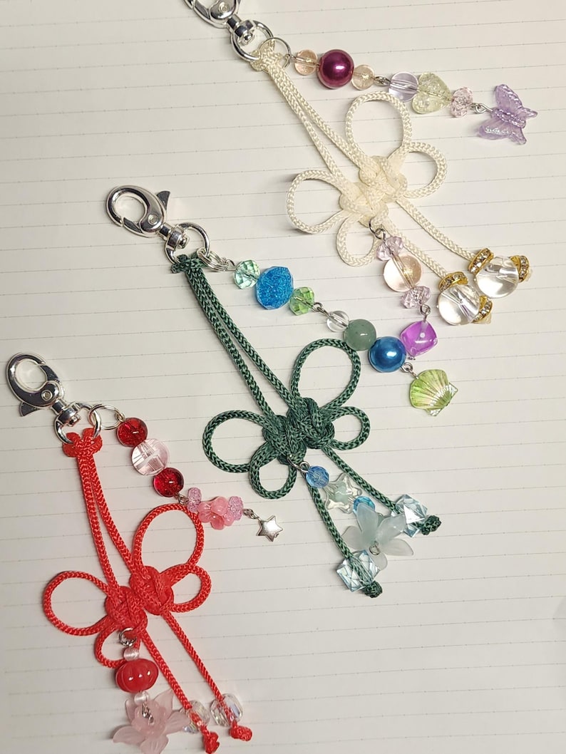 Handmade Personalized Chinese Good Luck Knot Butterfly Keychain Charm ...