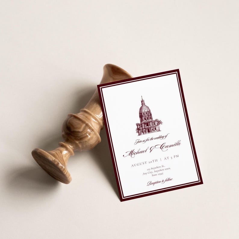Old Money Wedding Invitation Template, Elegant Burgundy & Cream ...