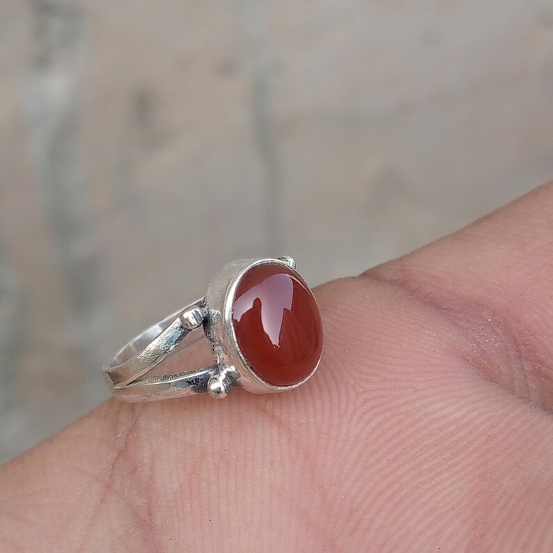Natural Carnelian Ring, Solid 925 Sterling Silver Ring, Statement Ring ...