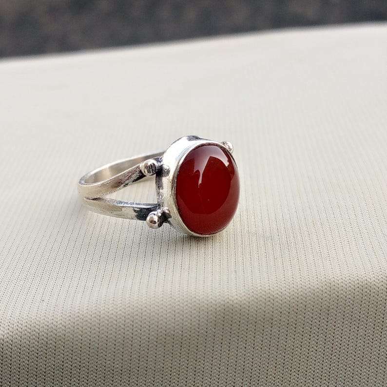 Natural Carnelian Ring, Solid 925 Sterling Silver Ring, Statement Ring ...