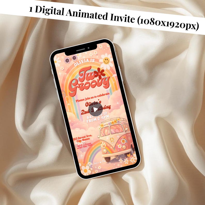 Birthday Invitation Customized Two Groovy Party Theme Kids Digital ...