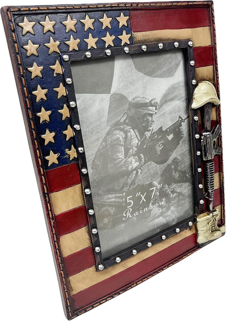 US Army Picture Frame 5x7 - Veteran Military Gift - American Flag and ...