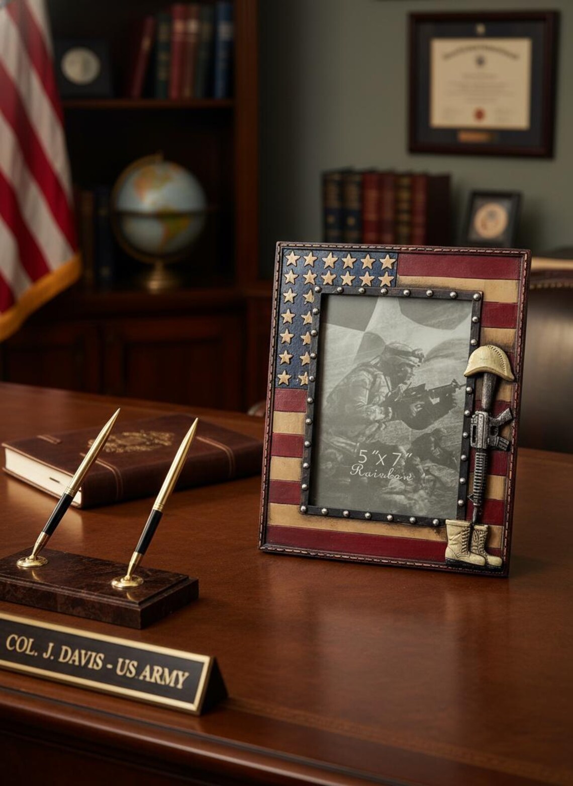 US Army Picture Frame 5x7 - Veteran Military Gift - American Flag and ...