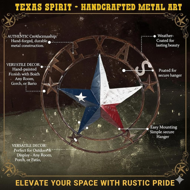 Dust and Hide 24” Texas Lone Star Metal Wall Decor – “god Bless Our ...