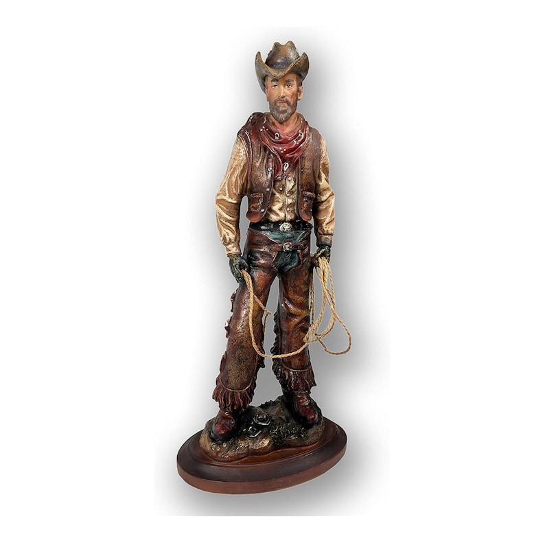 Dust and Hide – Cowboy Rancher Statue (16”) | Hand-painted Western ...