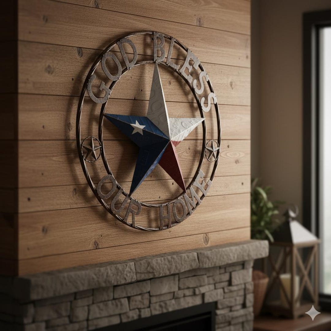 Dust and Hide 24” Texas Lone Star Metal Wall Decor – “god Bless Our ...