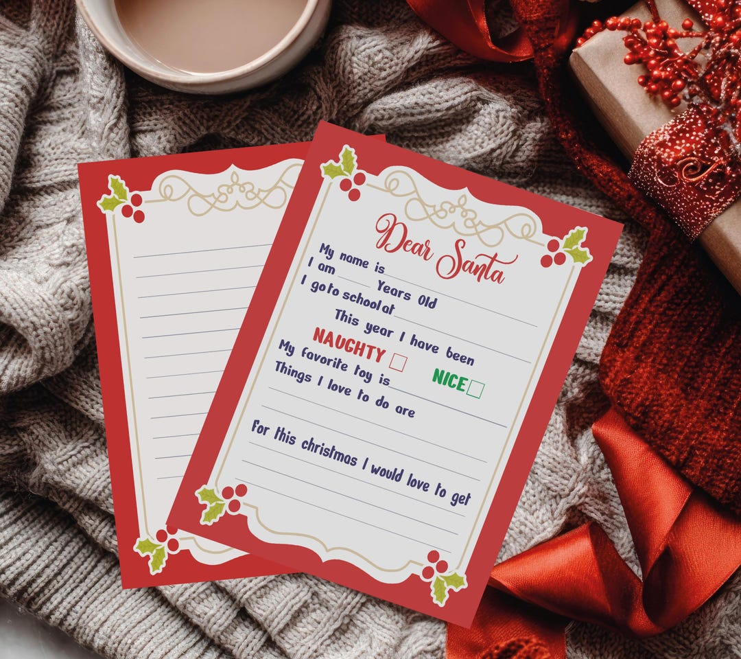 Letter to Santa, Kids Dear Santa, Holiday Printable Letter to Santa ...