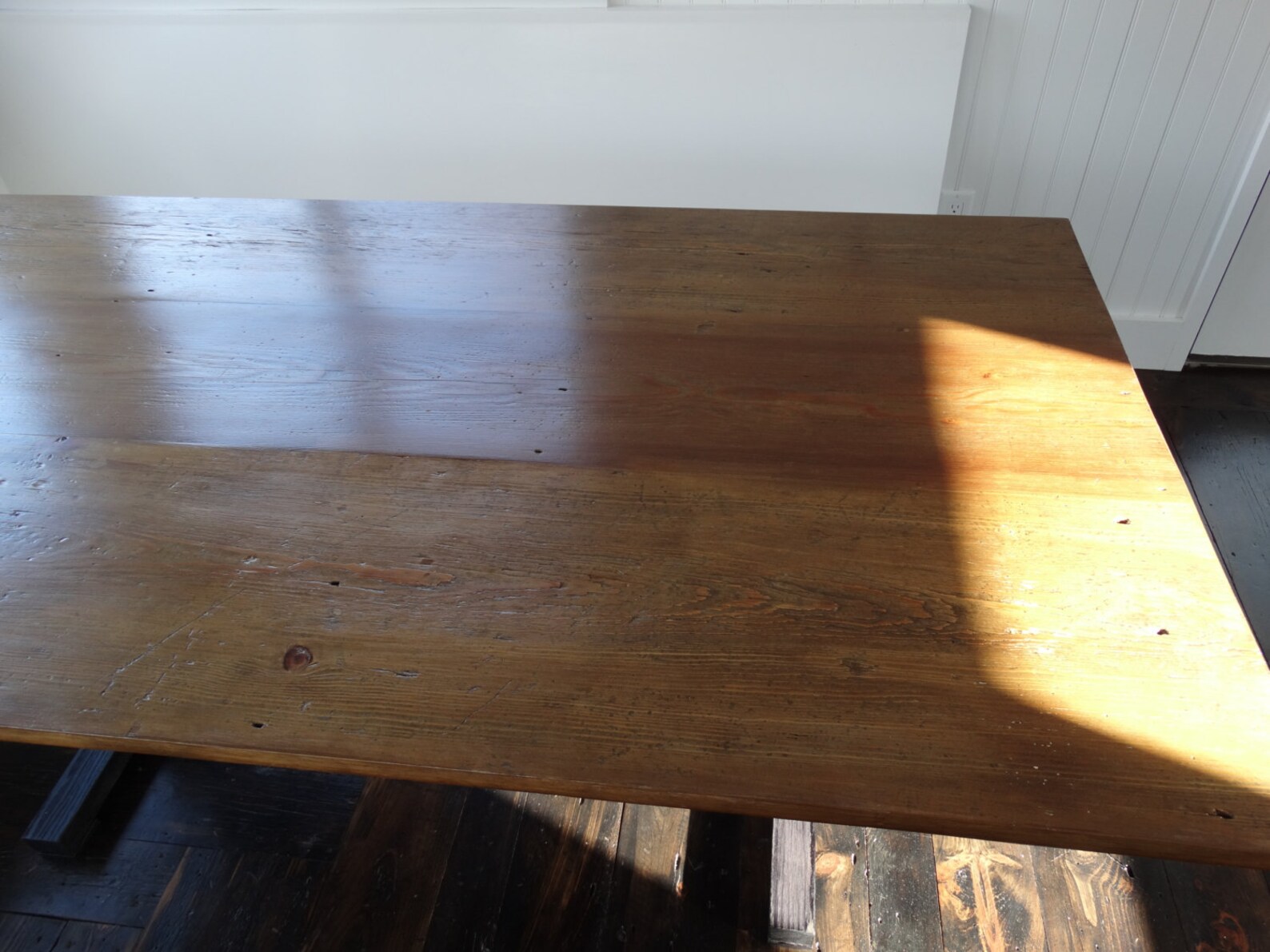 Modern Rustic Antique Pine Kitchen Table With Ebonized Ash | Etsy