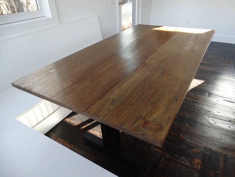 Modern Rustic Antique Pine Kitchen Table With Ebonized Ash - Etsy