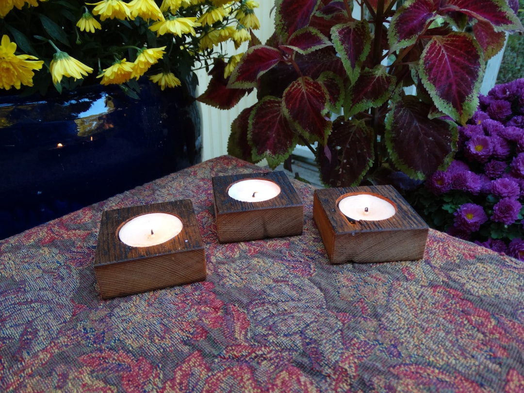 3 Piece Tea Light Set - Antique Pine Tea Light Set - Etsy
