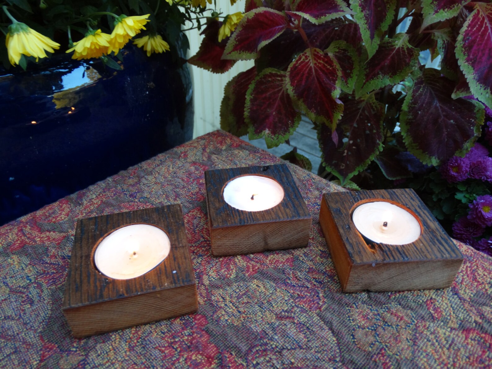 3 Piece Tea Light Set - Antique Pine Tea Light Set - Etsy