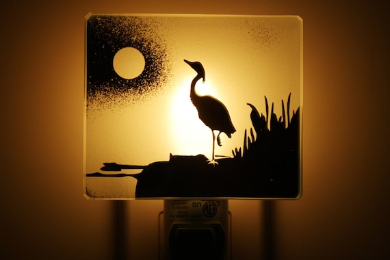 Nightlight Heron Night Light Veilleuse Heron Cabin | Etsy