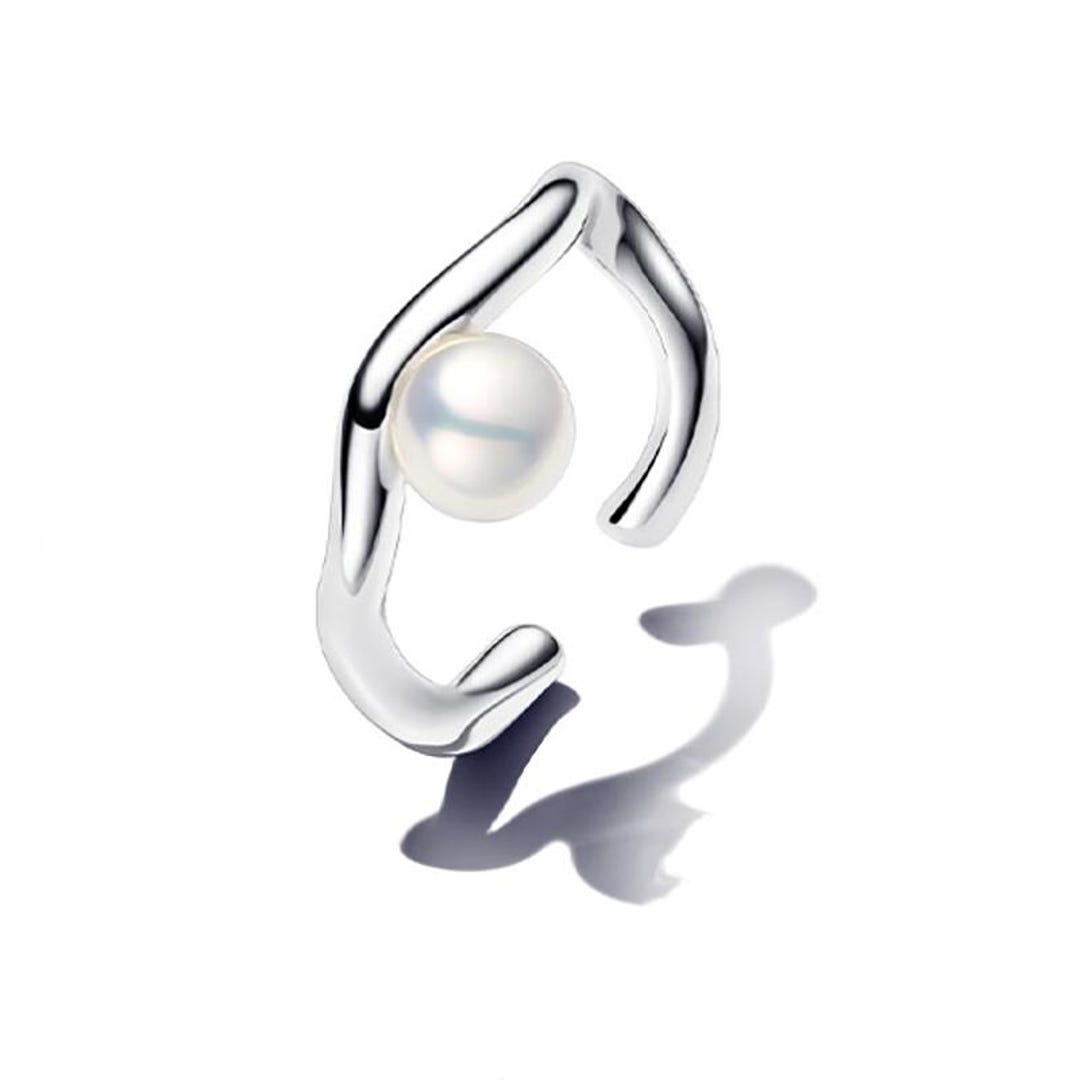 Pandora Organically Shaped Circle and Cultured Pearl Ear Cuff A Pair - Etsy