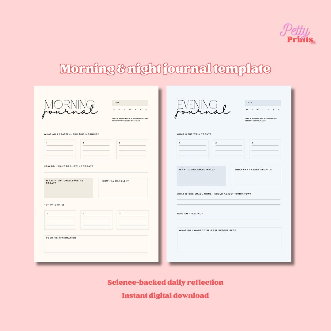 Printable Morning & Night Journal – Science-backed Daily Reflection ...