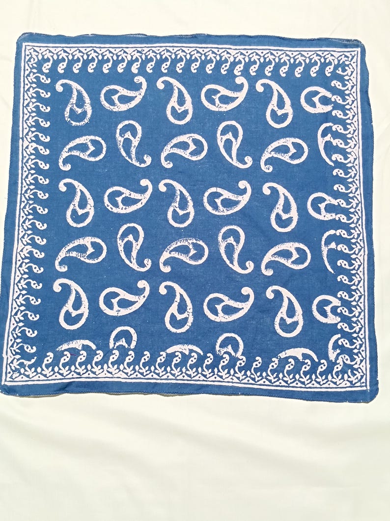 Blue & White Organic Cotton Bandana Scarf Paisley Designer - Etsy Ireland