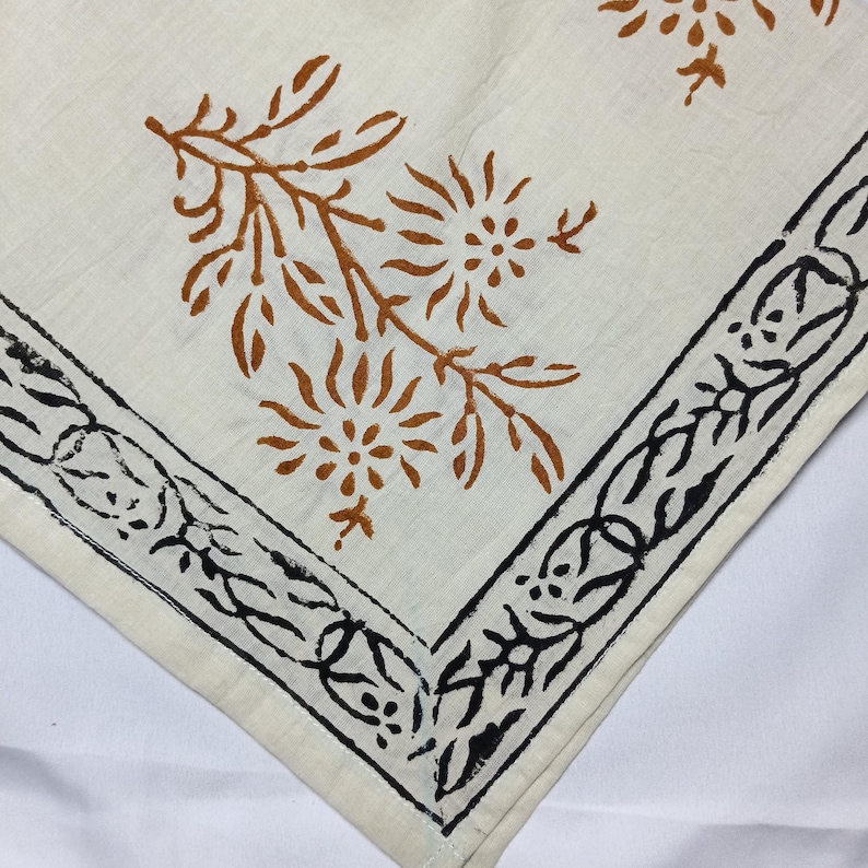 Organic Cotton Paisley Scarf Bandana Cream of White Colors Hand Block ...