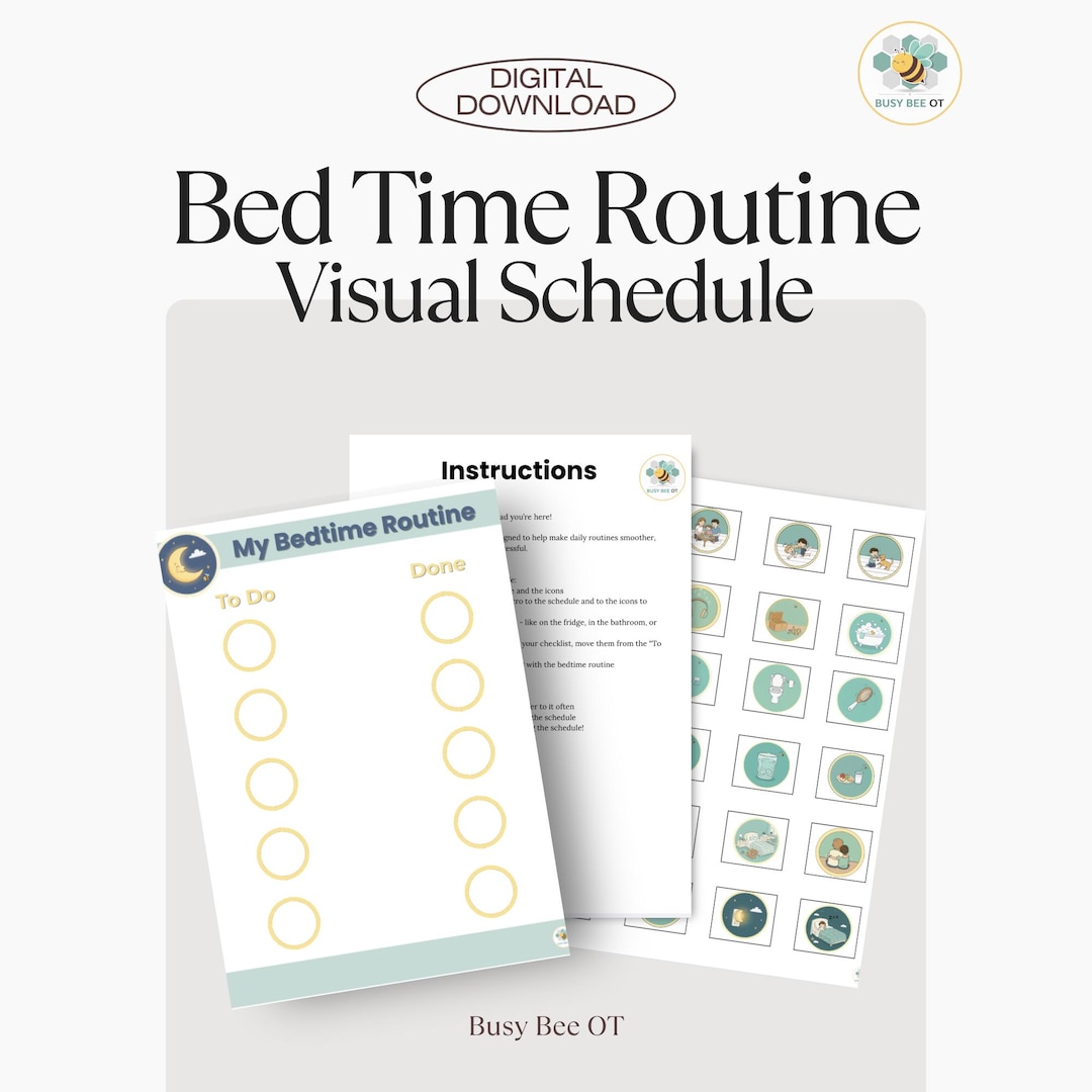Visual Schedule Printable Kids | Bedtime Routine Chart | ADHD Autism ...