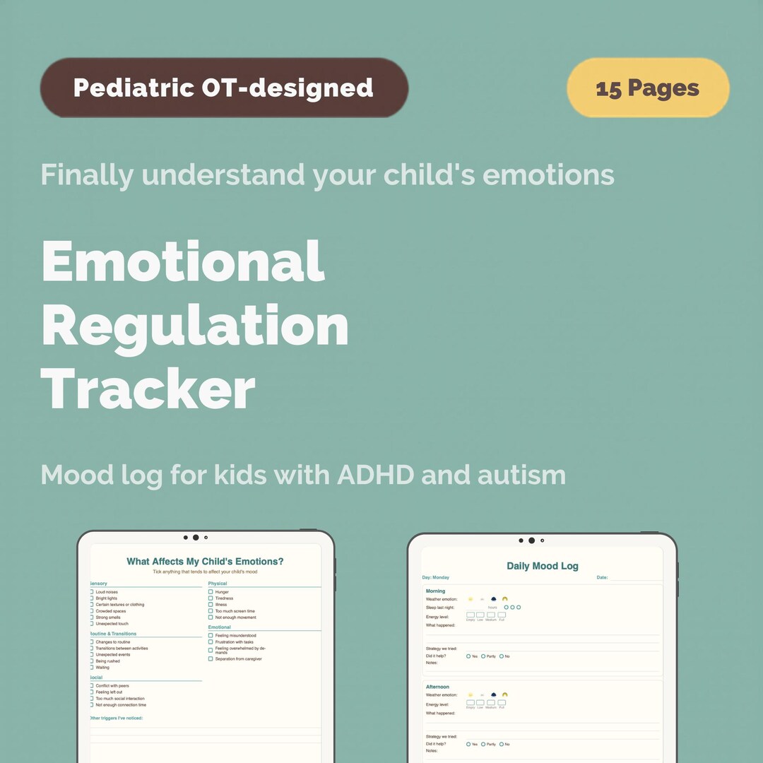 Emotional Regulation Tracker for Kids Printable Mood Log ADHD Autism ...