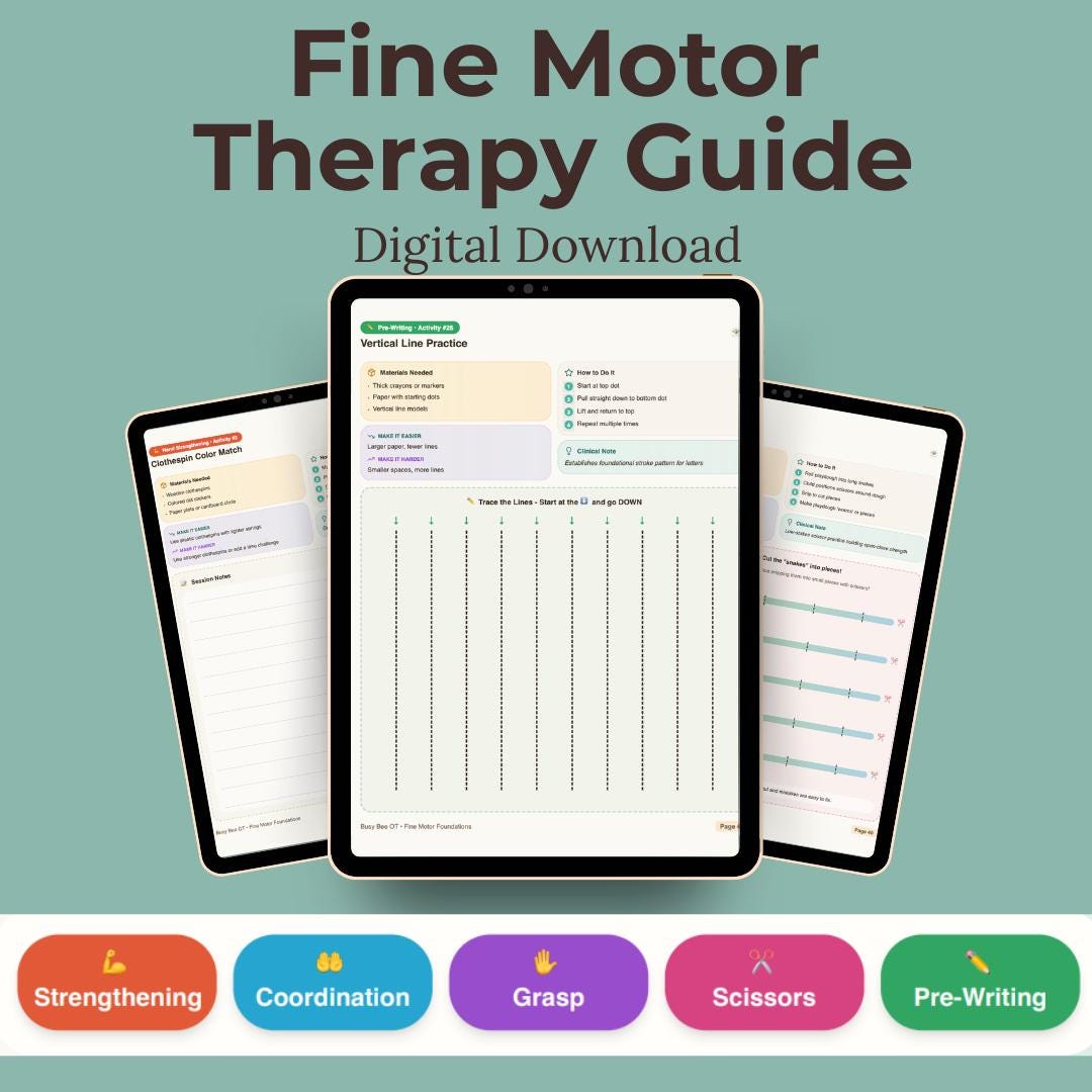 Fine Motor Therapy Guide | Printable OT Worksheets - Etsy