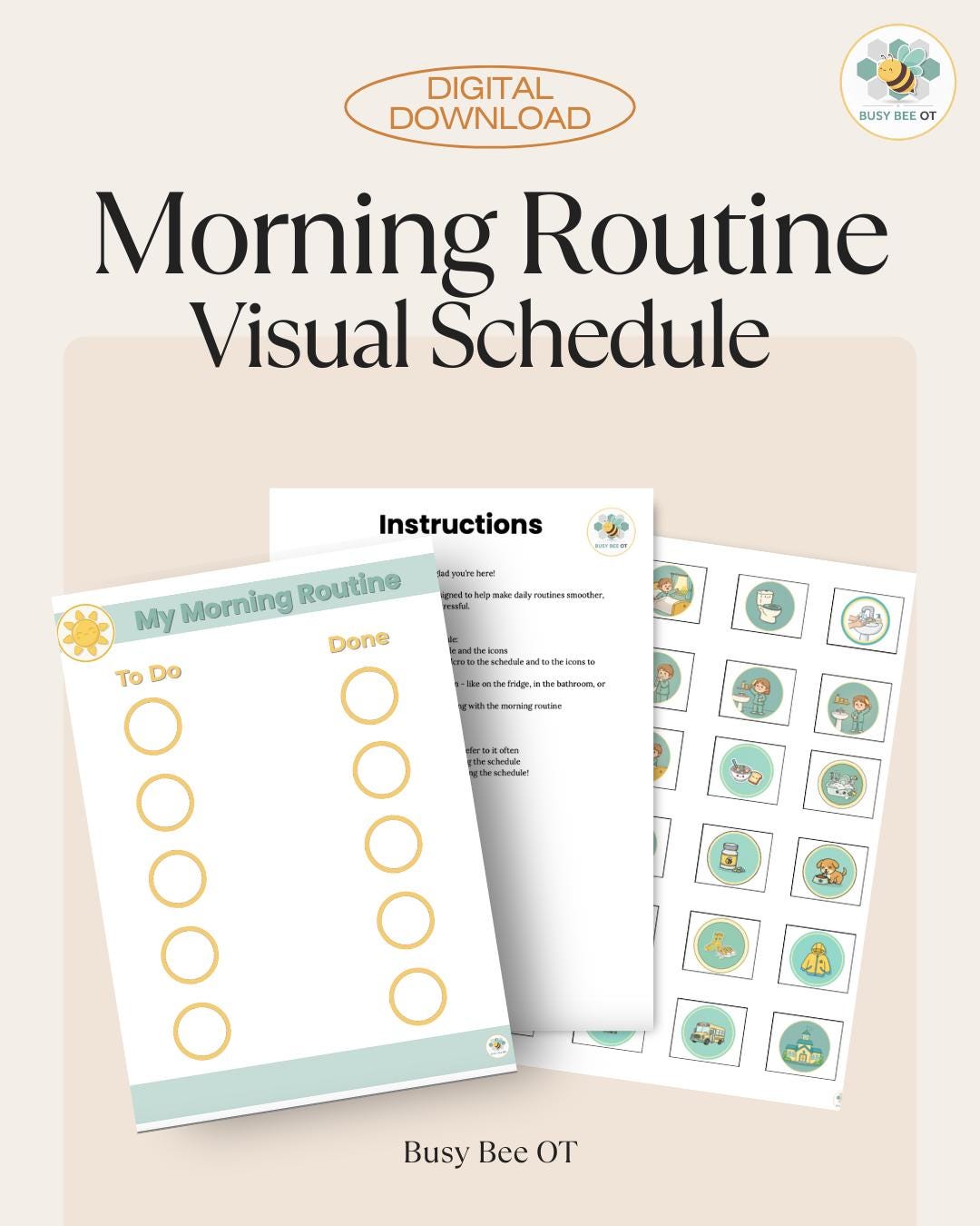 Morning Routine Visual Schedule - Printable PDF - Pediatric OT ...