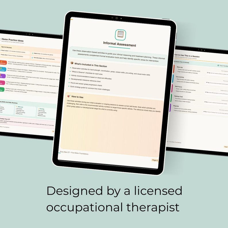 Fine Motor Therapy Guide | Printable OT Worksheets - Etsy
