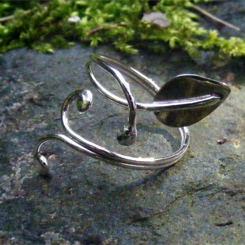 Elven Style Adjustable Sterling Silver Leaf Ring - Etsy UK