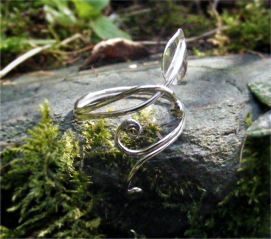 Elven Style Adjustable Sterling Silver Leaf Ring - Etsy UK