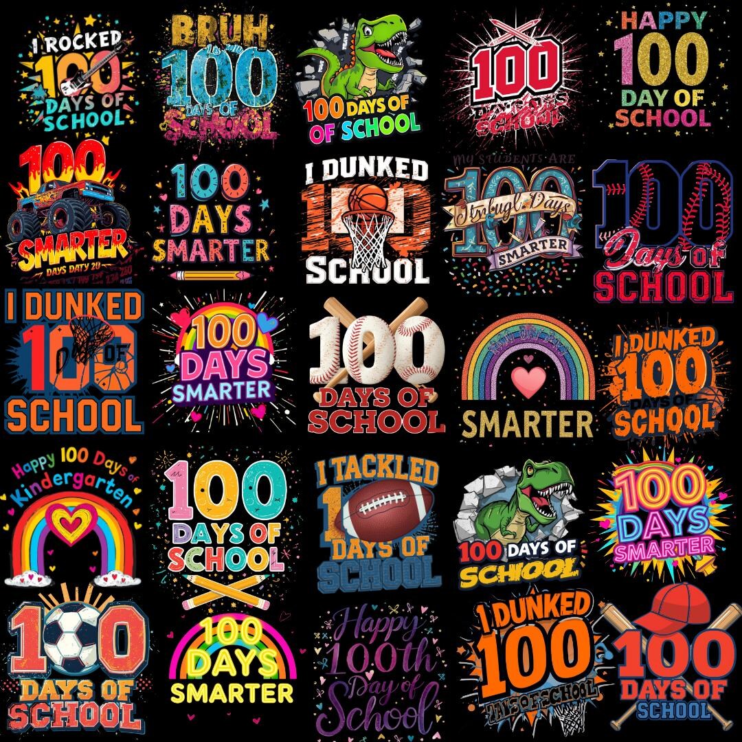 100th Day of School PNG Bundle, Teacher Designs, 100 Days Girls Smarter ...