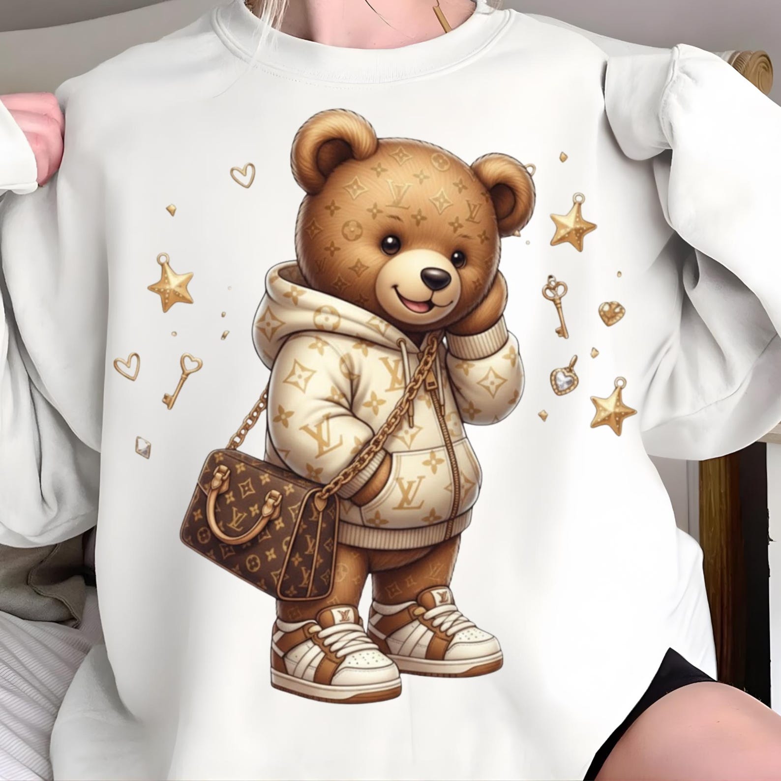 Luxury Designer Teddy Bear PNG, Trendy Streetwear Fashion Design, Gift ...