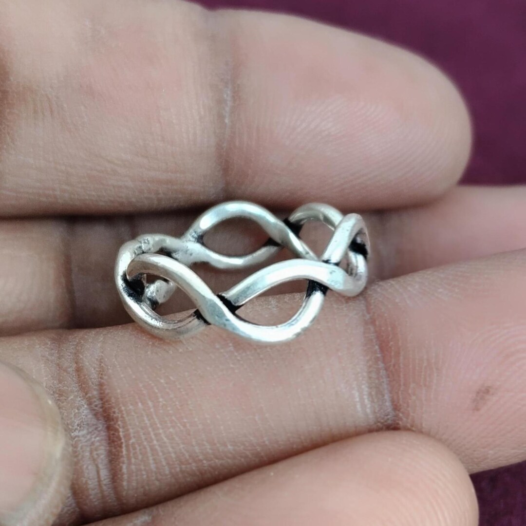 Sterling Silver Infinity Link Ring, Minimalist Chain Band, Handmade ...