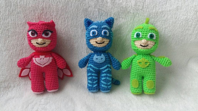 Crochet Amigurumi one set PJ Masks finished doll | Etsy