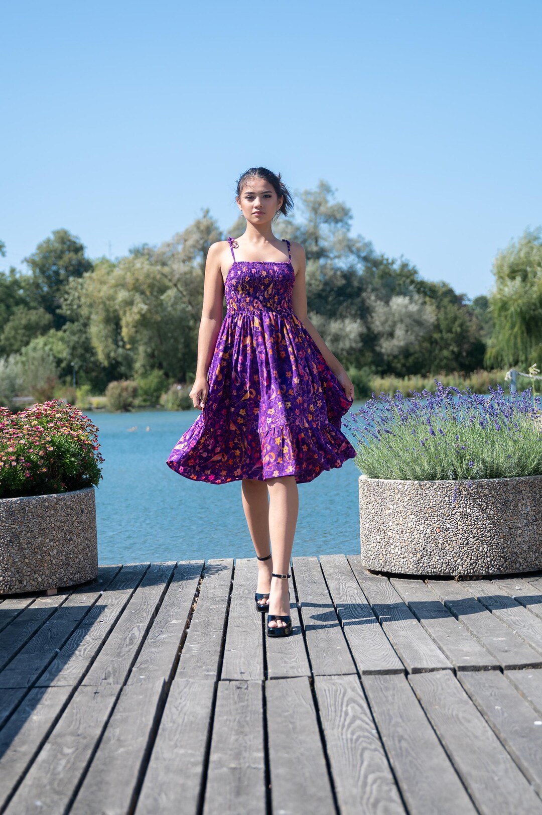 Handmade Batik Sundress – Smocked Bodice, Adjustable Straps, Flowy ...