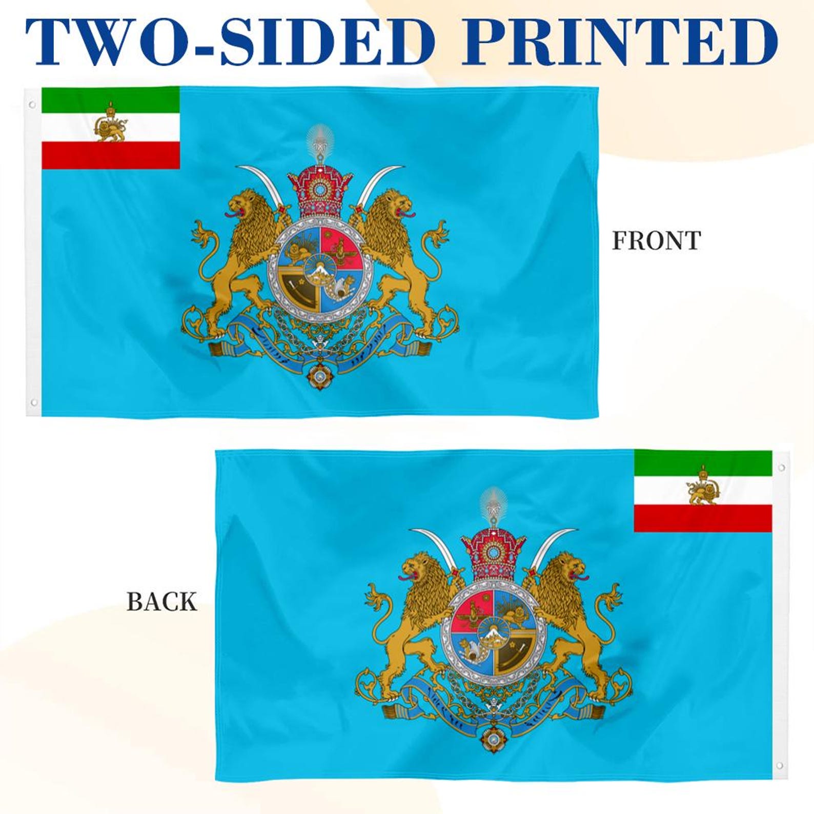 Persia Pahlavi Dynasty Flag Shahanshah Flags Tapestry Banner Man Cave ...