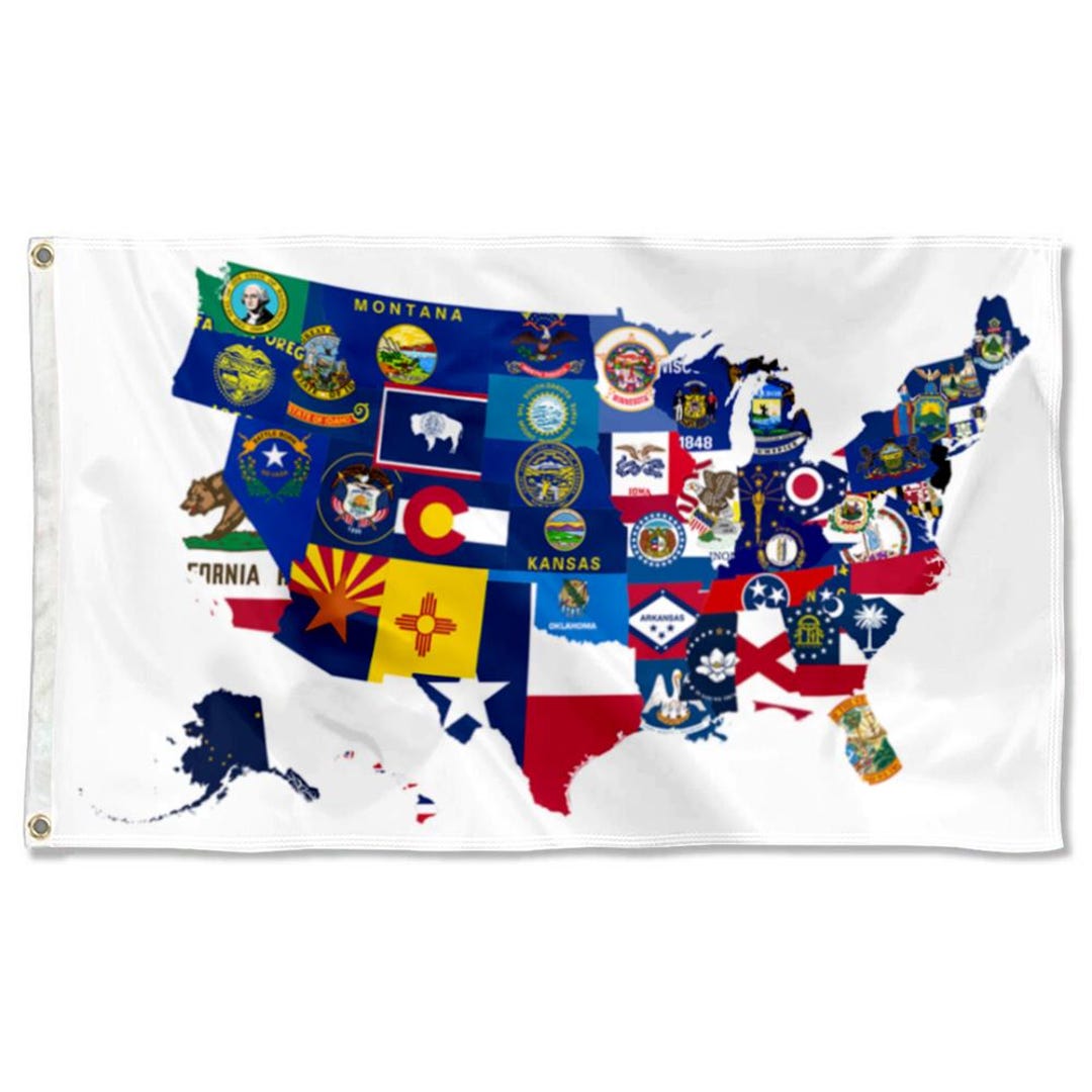 Map of USA Flag US 50 States Flags Tapestry Banner Man Cave - Etsy
