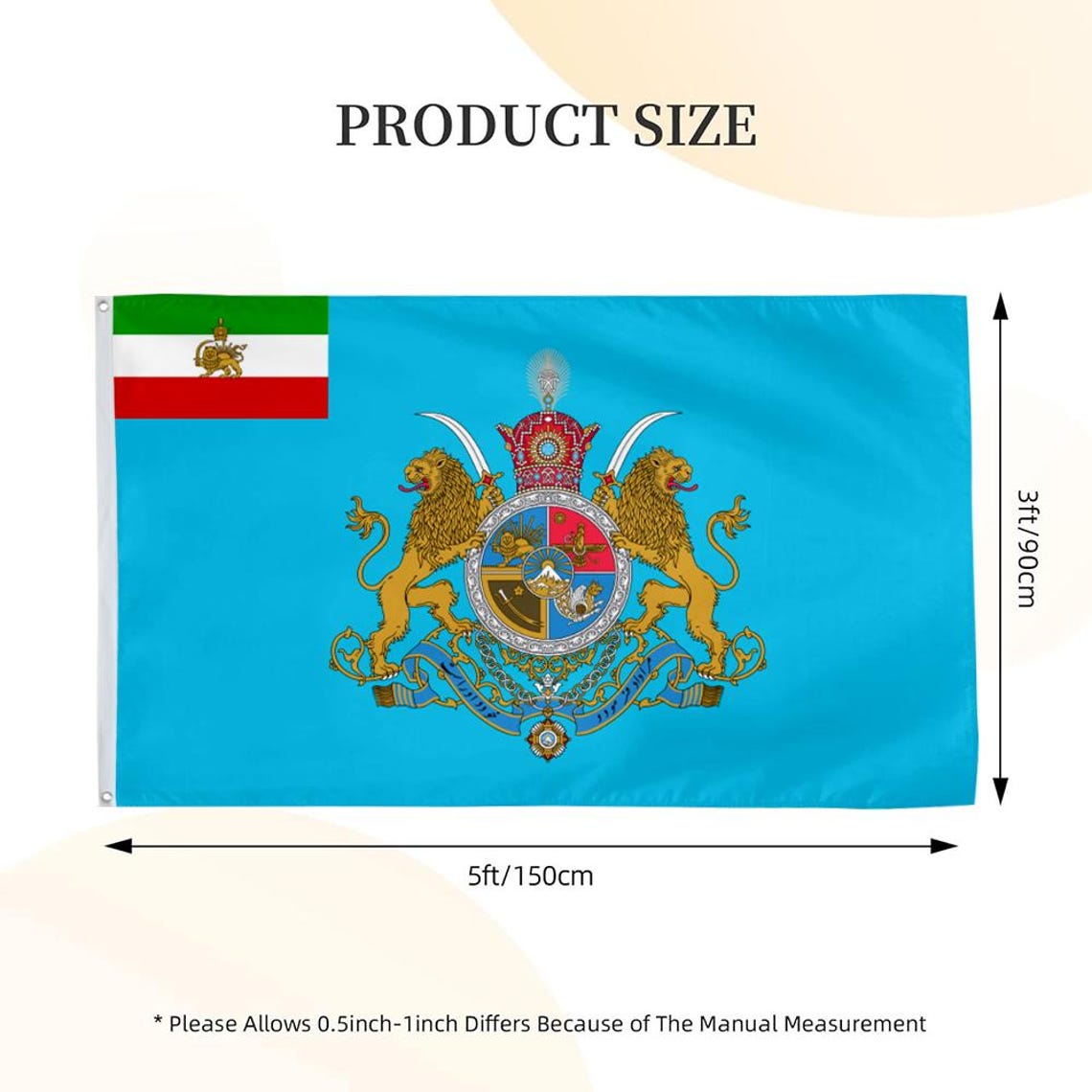 Persia Pahlavi Dynasty Flag Shahanshah Flags Tapestry Banner Man Cave ...