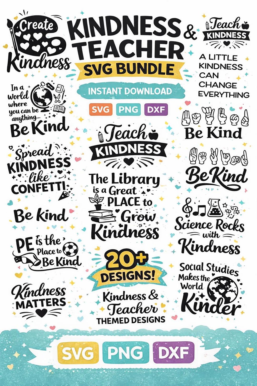 Kindness & Teacher SVG Bundle - Etsy