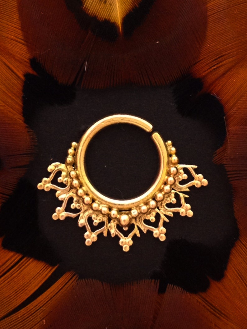 Zen 14k Yellow Gold Septum Ring Daith Piercing Indian Nose Etsy