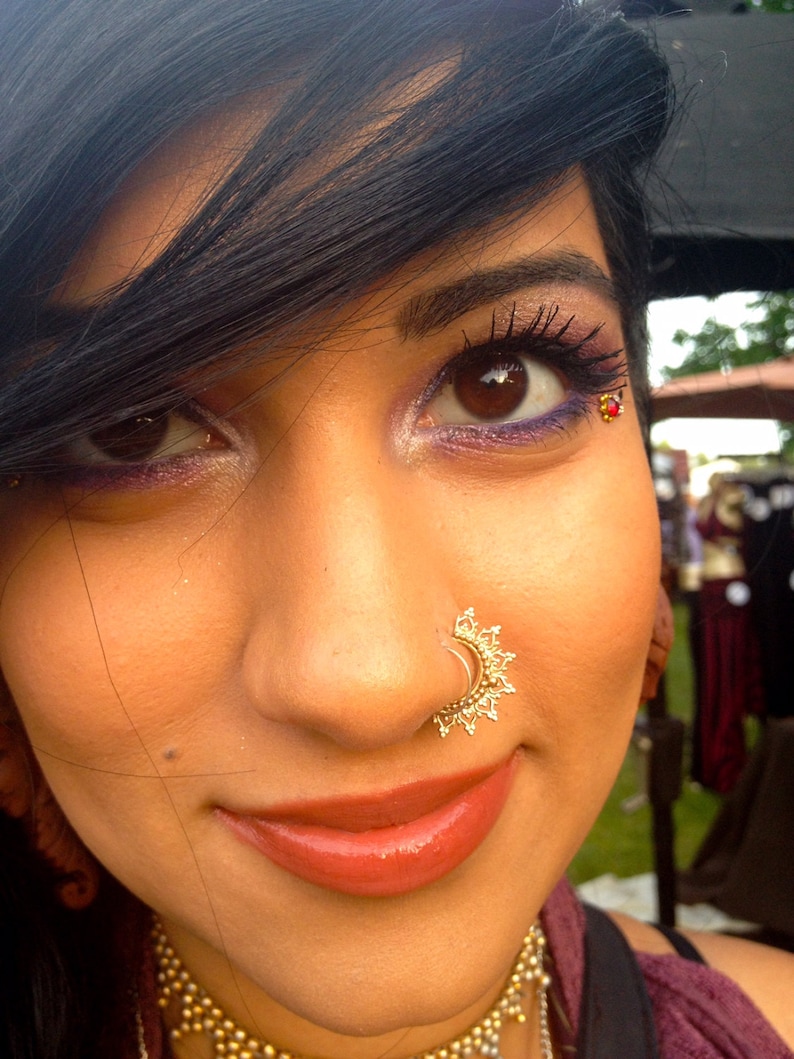 ZEN. 14k Yellow Gold Septum Ring. Daith Piercing. Indian Nose - Etsy