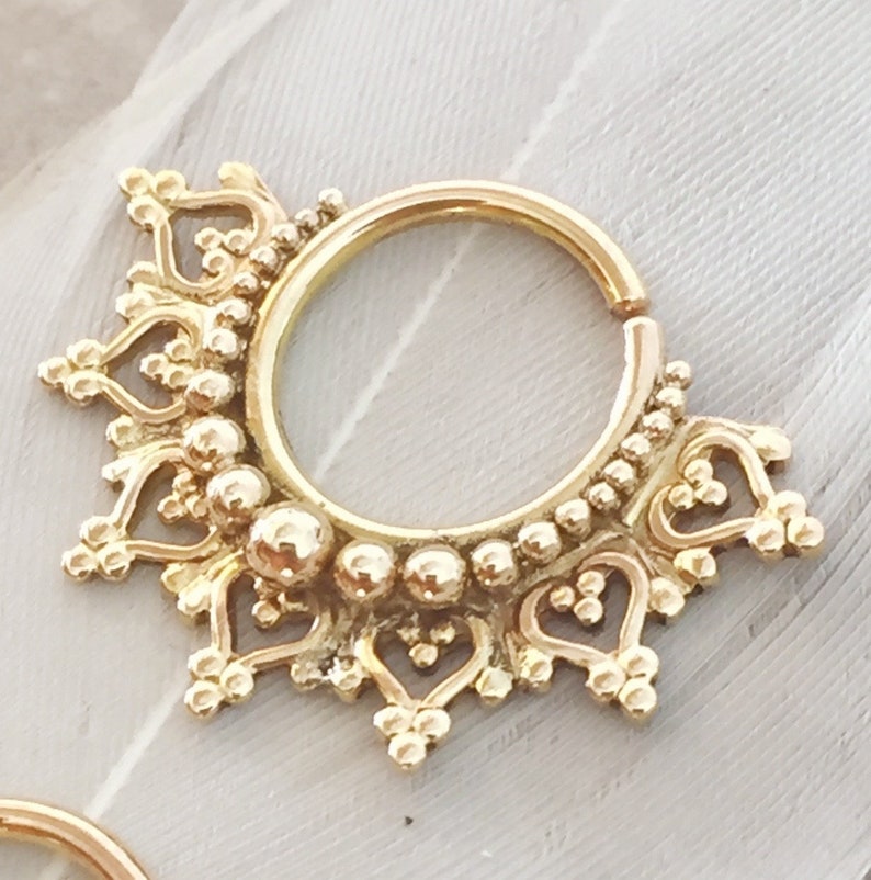 Zen 14k Yellow Gold Septum Ring Daith Piercing Indian Nose Etsy