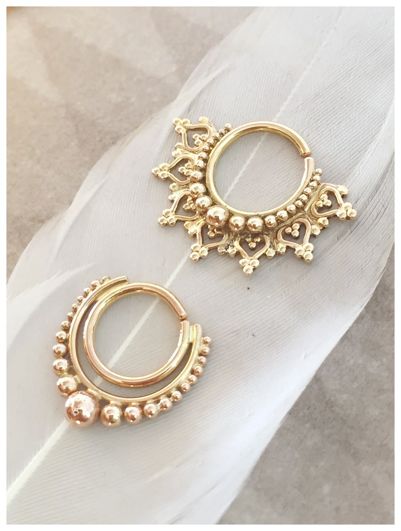 ZEN. 14k Yellow Gold Septum Ring. Daith Piercing. Indian Nose - Etsy