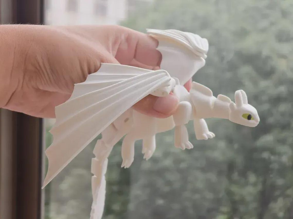 Articulated flexi Light Fury Dragon Print in Place --- 3D Printer Files ...