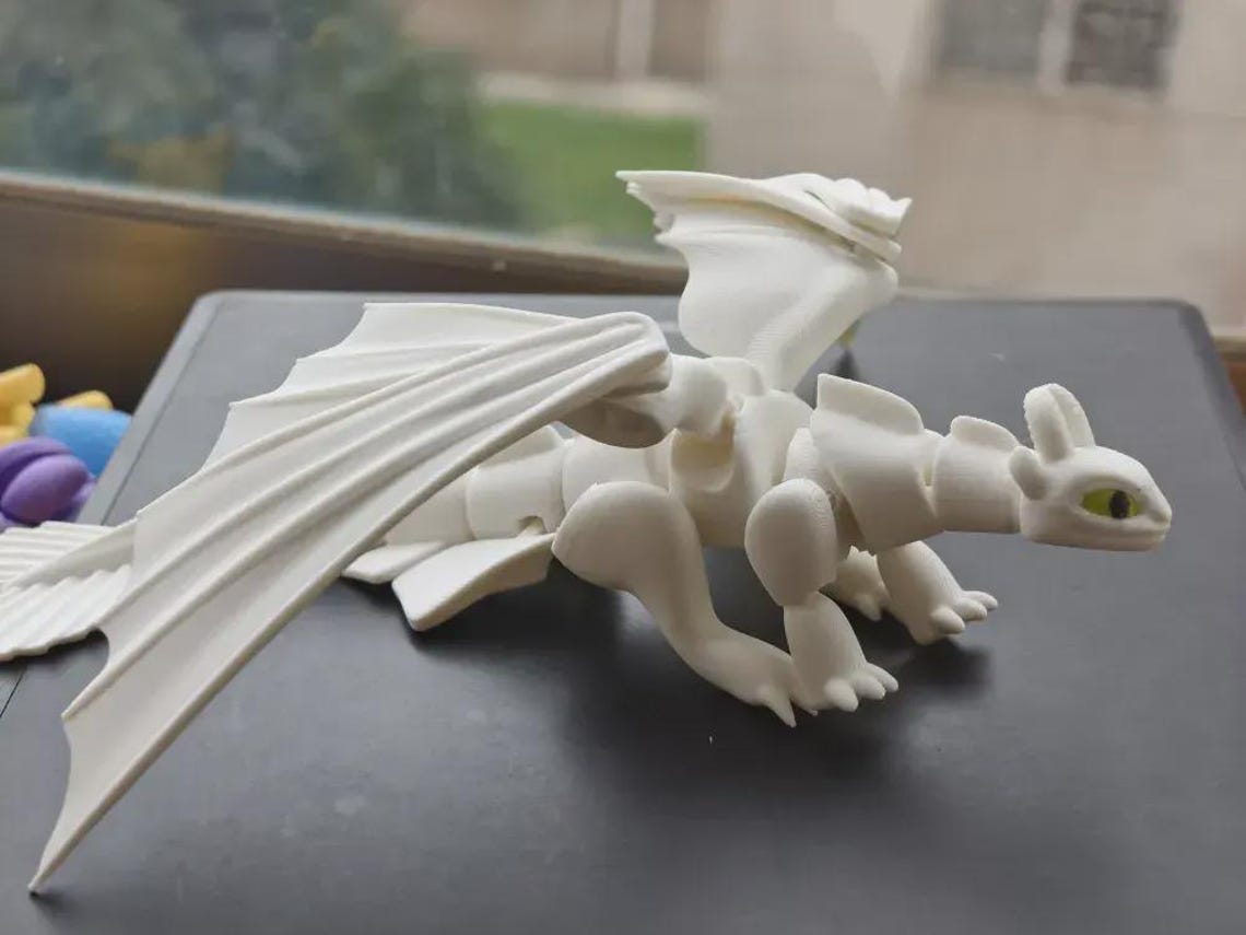 Articulated flexi Light Fury Dragon Print in Place --- 3D Printer Files ...