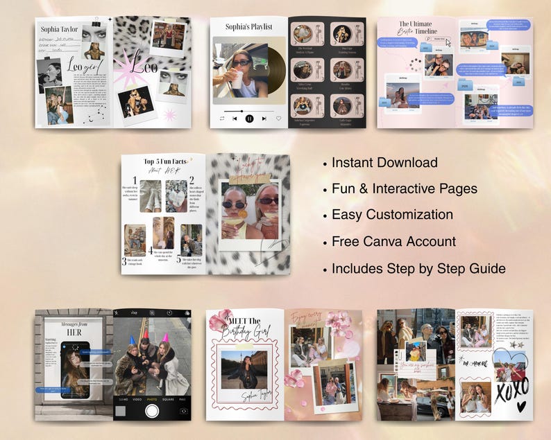 Personalized Birthday Magazine Template, Friend Gift (digital Download ...