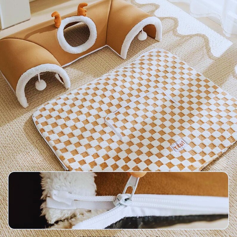 Cosy Cat Tunnel Bed With Play Mat – Warm Peekaboo Cave, Interactive ...