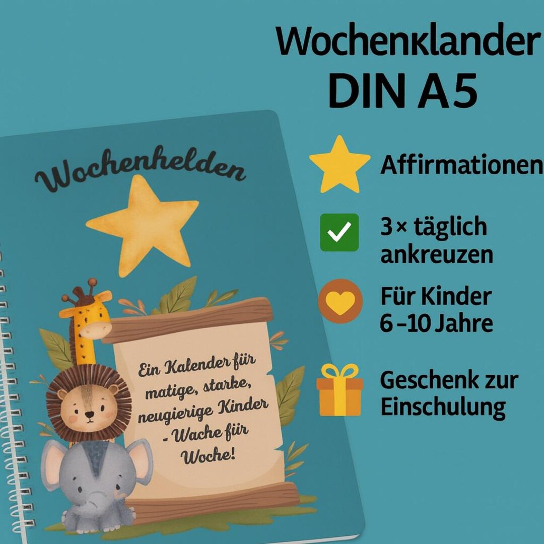 A5 Weekly Calendar for Children – Affirmation & Motivation Book for ...