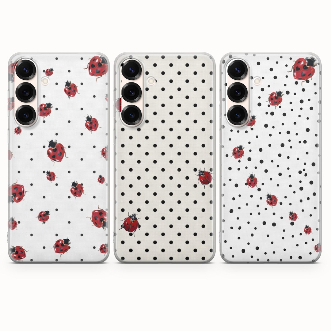 White Polka Dot Ladybug Design Phone Case for Samsung S25, S24, S23fe ...