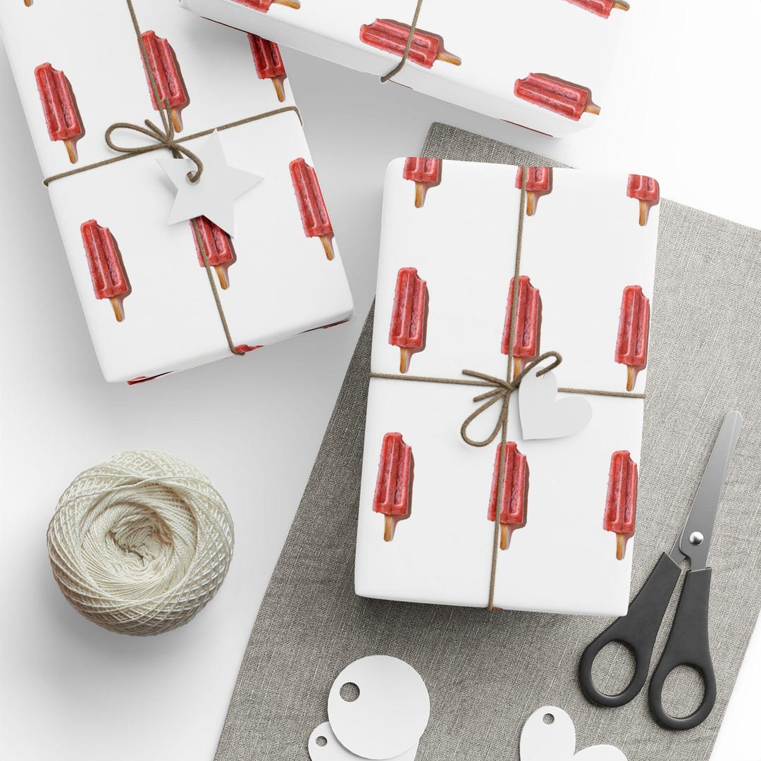 Red Popsicle Pattern Wrapping Paper | Summer Ice Pop Gift Wrap for ...