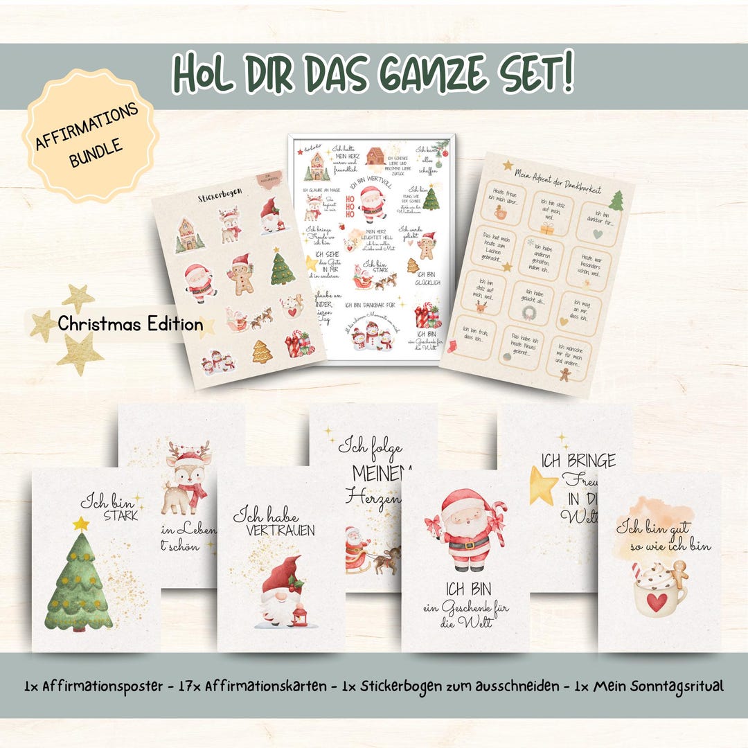 Affirmation Set for Children, Poster, Affirmation Cards, Sticker Sheet ...