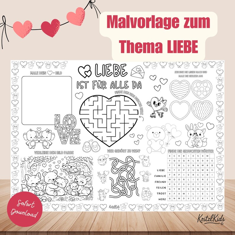 Valentine's Day Coloring Page for Kids, Valentine's Day Activity, Love ...