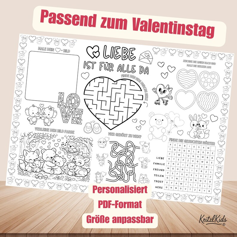 Valentine's Day Coloring Page for Kids, Valentine's Day Activity, Love ...